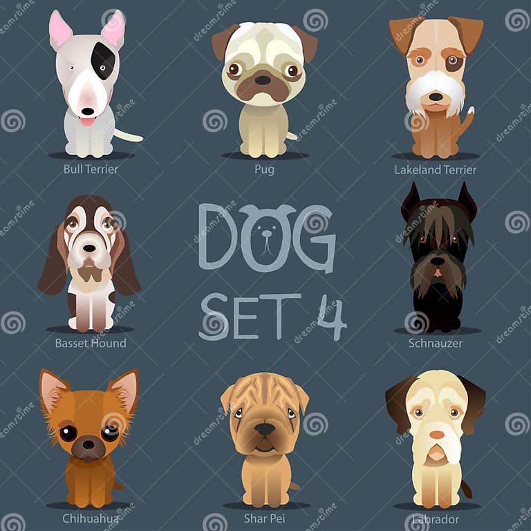 Dogs Set 3. Vector Breed of Dogs Stock Vector - Illustration of graphic ...