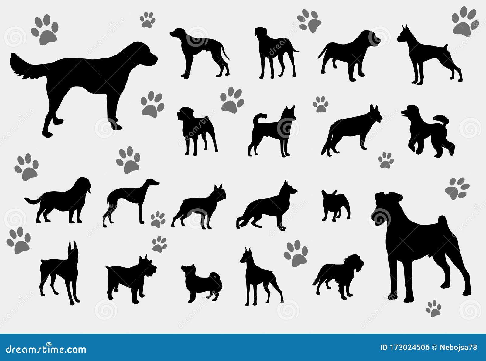 Dogs Silhouettes In Love, Light Switch Sticker, Vector. Dogs Couple ...