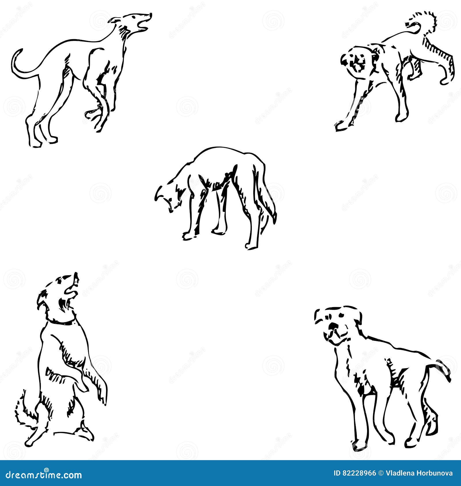 Dogs. Sketch Pencil. Drawing By Hand. Vintage Colors. Vector ...