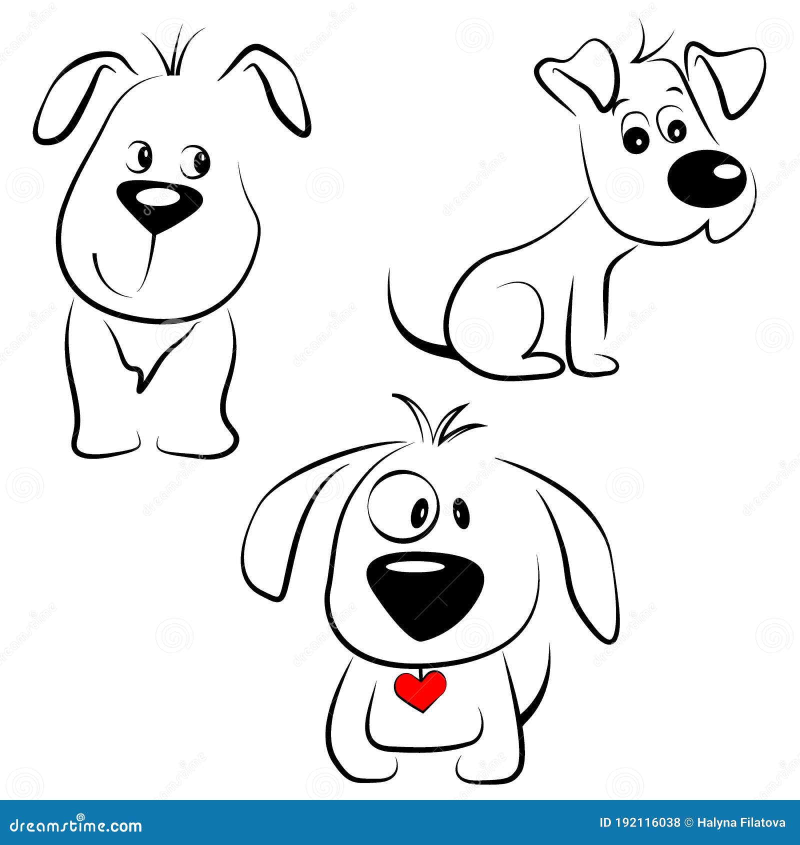 1197 Dogs, Stylized Dog Image, a Black and White Pattern, a Set of Dogs ...