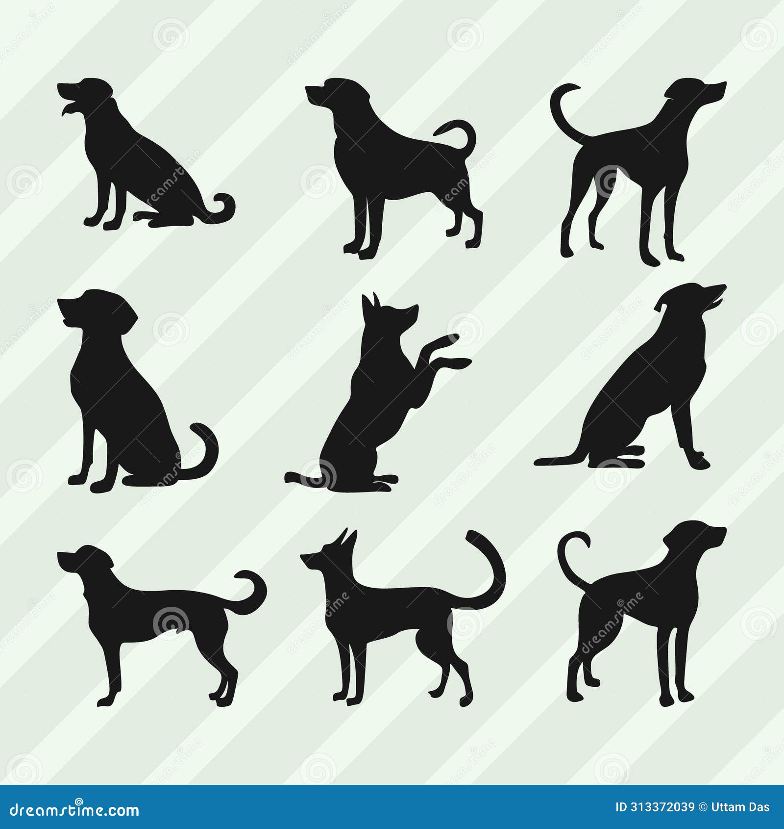 Dogs Vector Silhouettes Bundle, Set of Various Pose Dog Collection ...