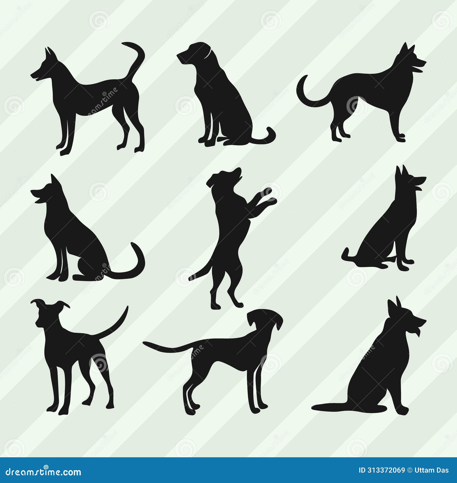 Dogs Vector Silhouettes Bundle, Set of Various Pose Dog Collection ...