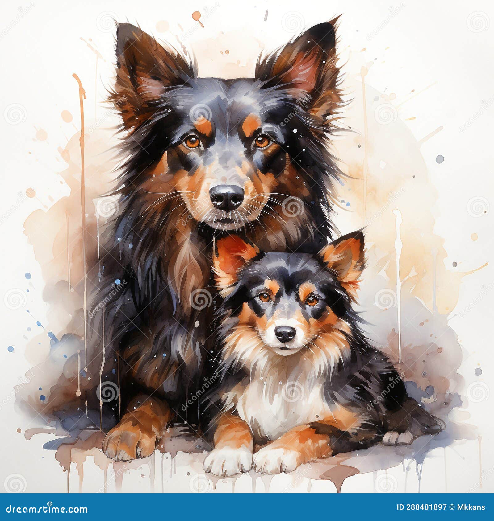 Dogs water color paint stock illustration. Illustration of sketch ...