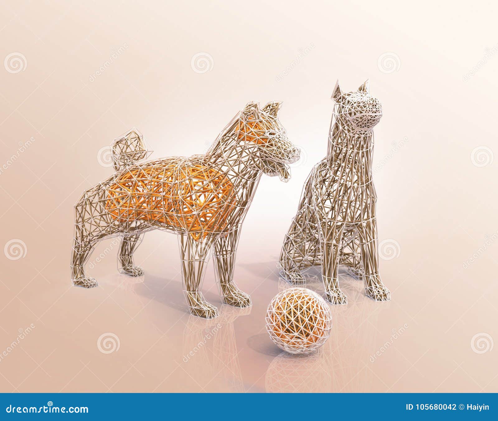 Dogs` Wire Frame Shape in Low Polygon Style Stock Illustration ...