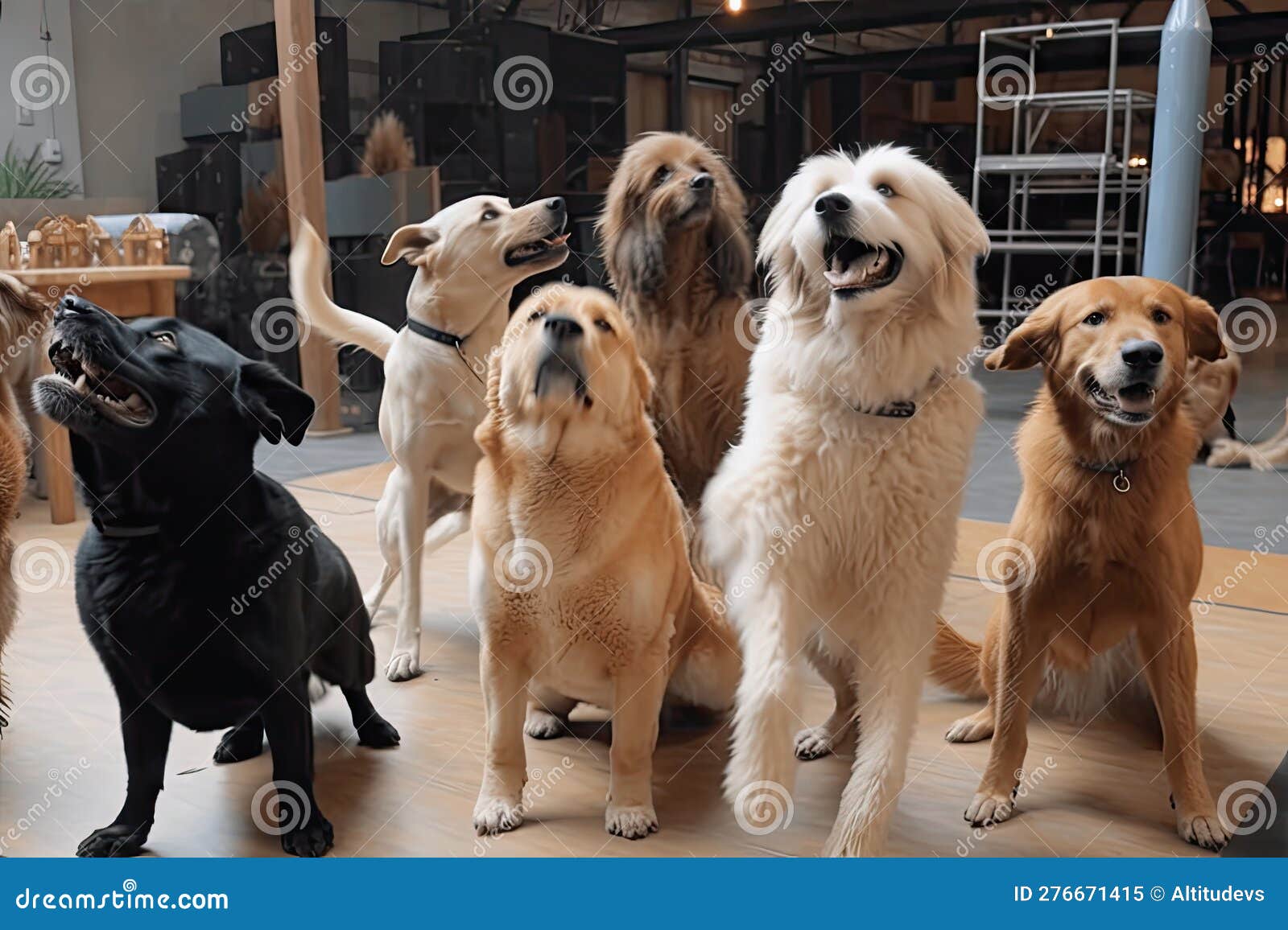 Dogtastic Dance Party, with Multiple Canines Shaking Their Paws and ...