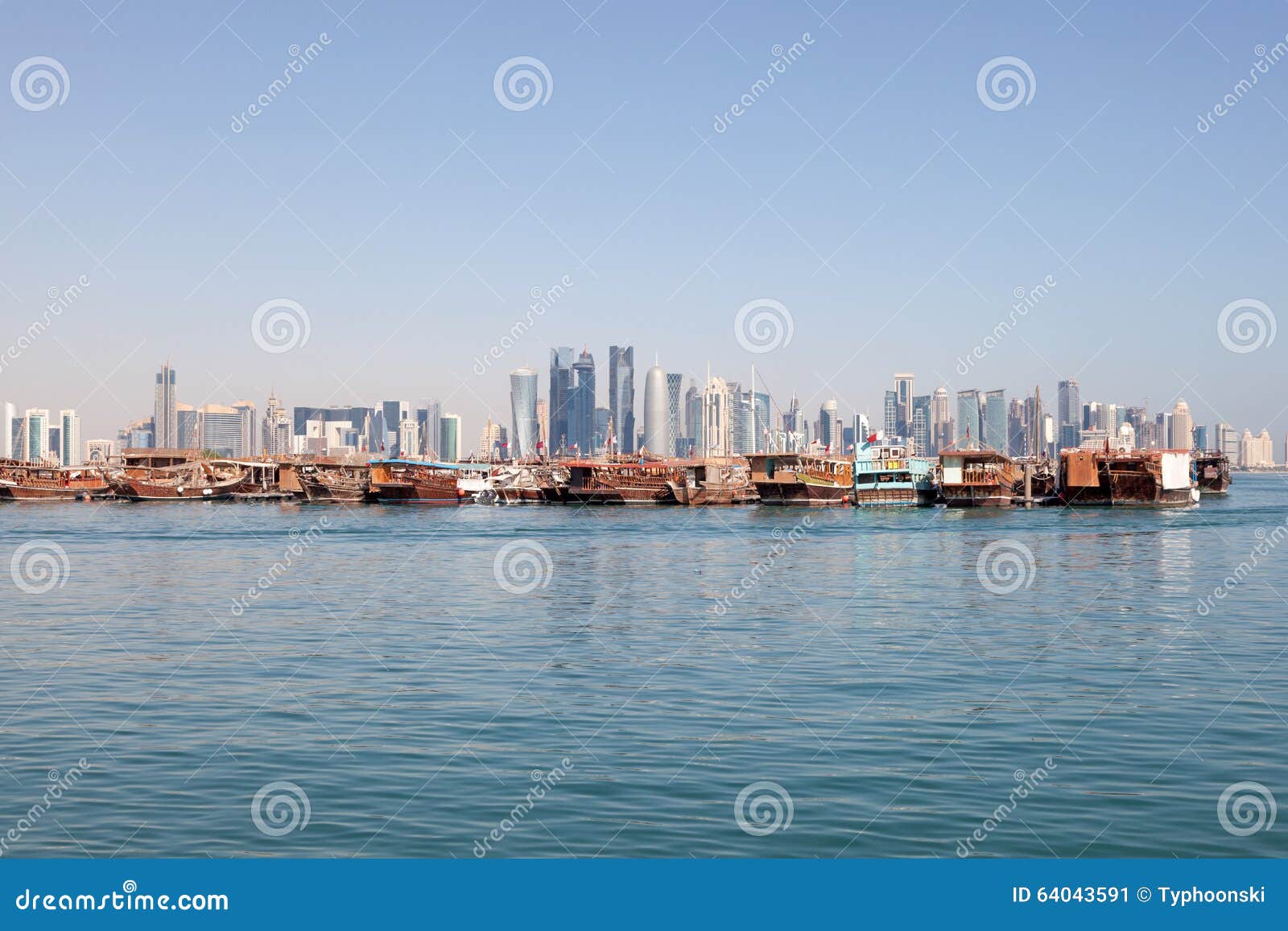 Doha city skyline, Qatar stock image. Image of middle - 64043591