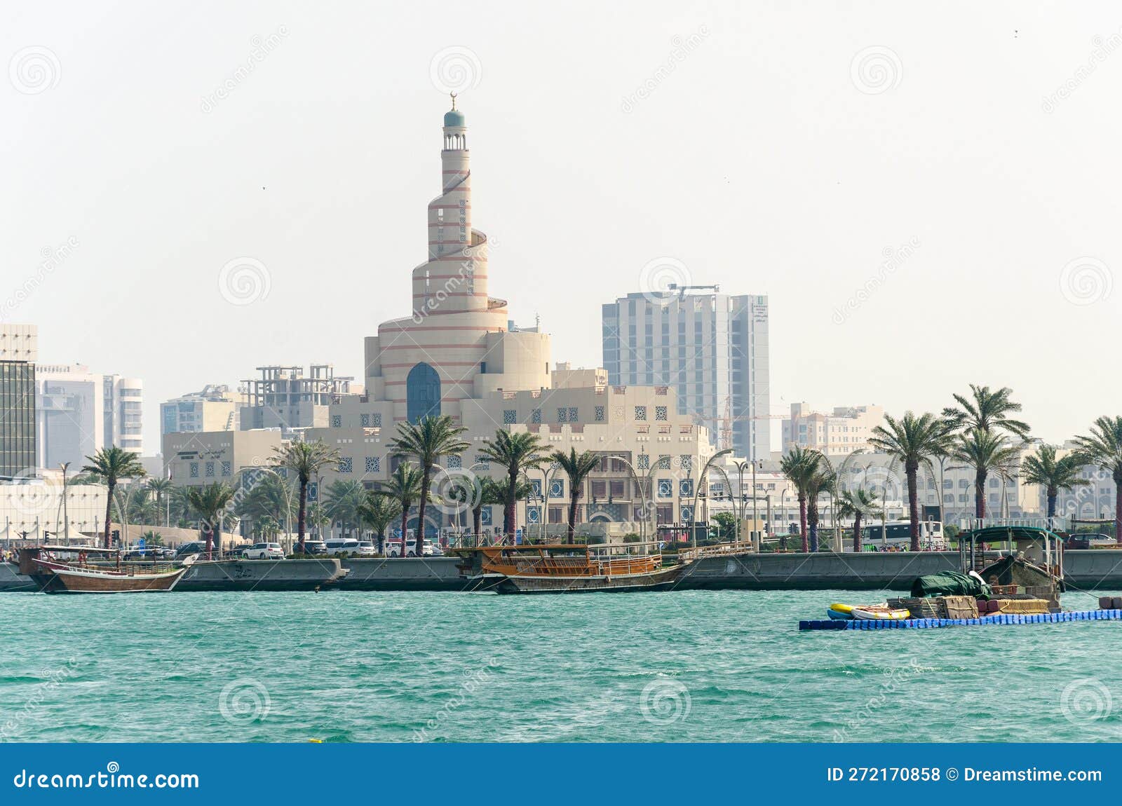 Doha Corniche with Islamic Cultural Center in the Background Editorial ...