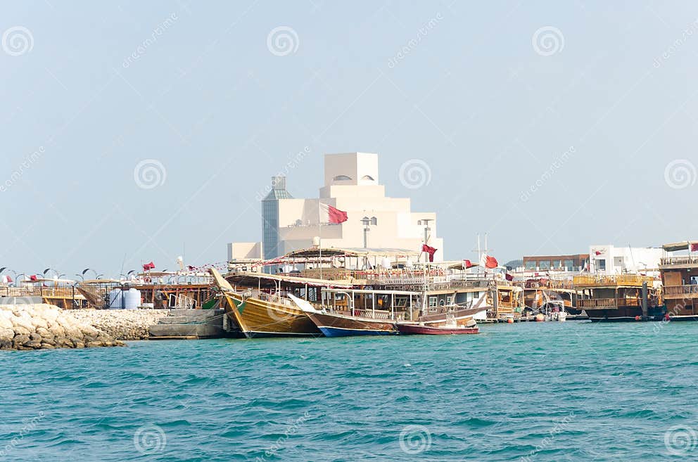 Doha Corniche with Museum of Islamic Art in the Background Editorial ...