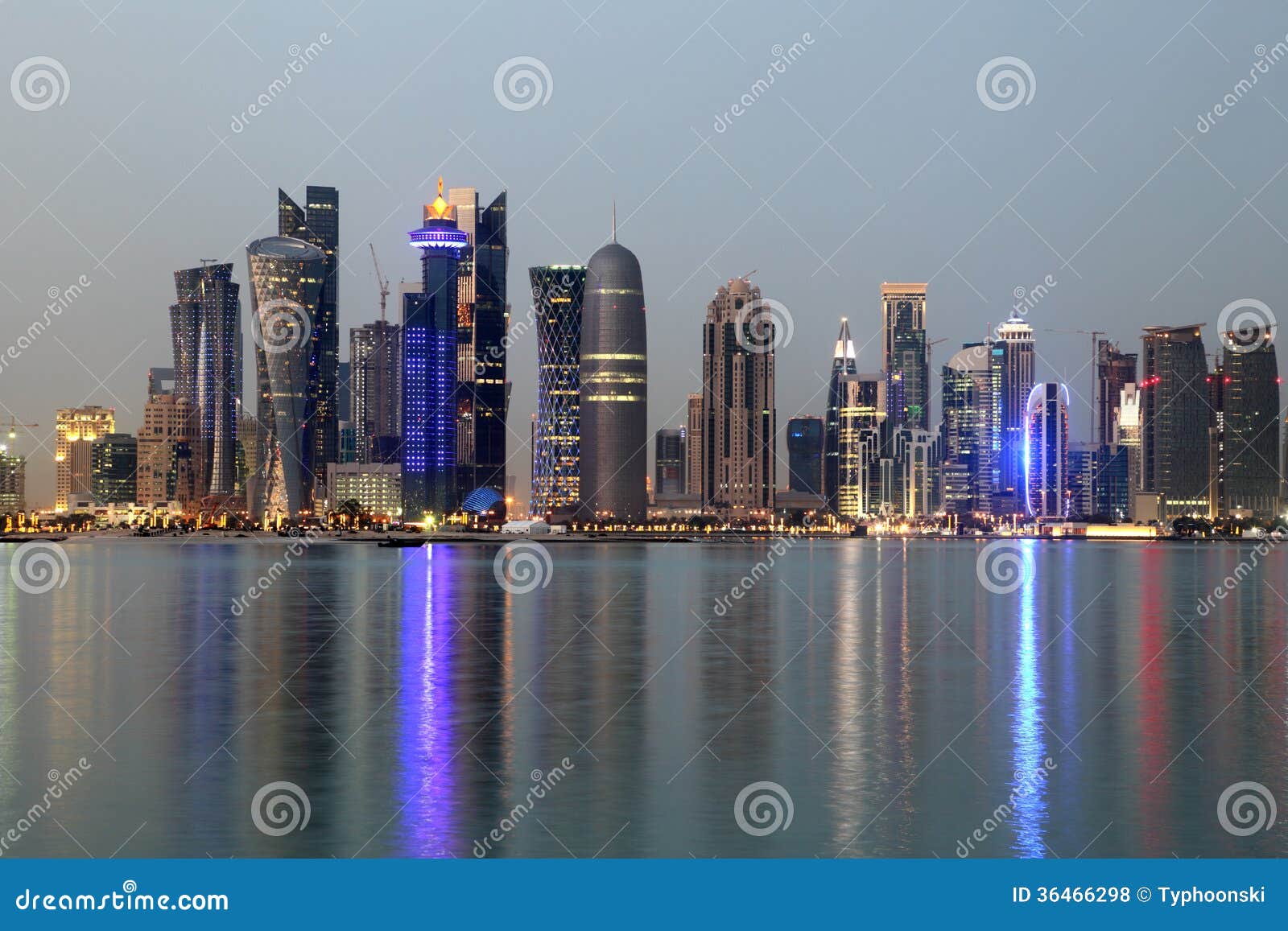 Doha downtown skyline stock photo. Image of city, skyline - 36466298
