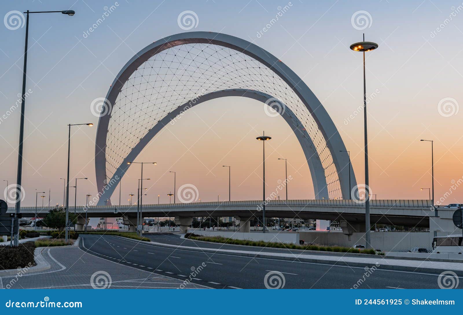 Doha Highway during the Sunset Stock Image - Image of high, katara ...
