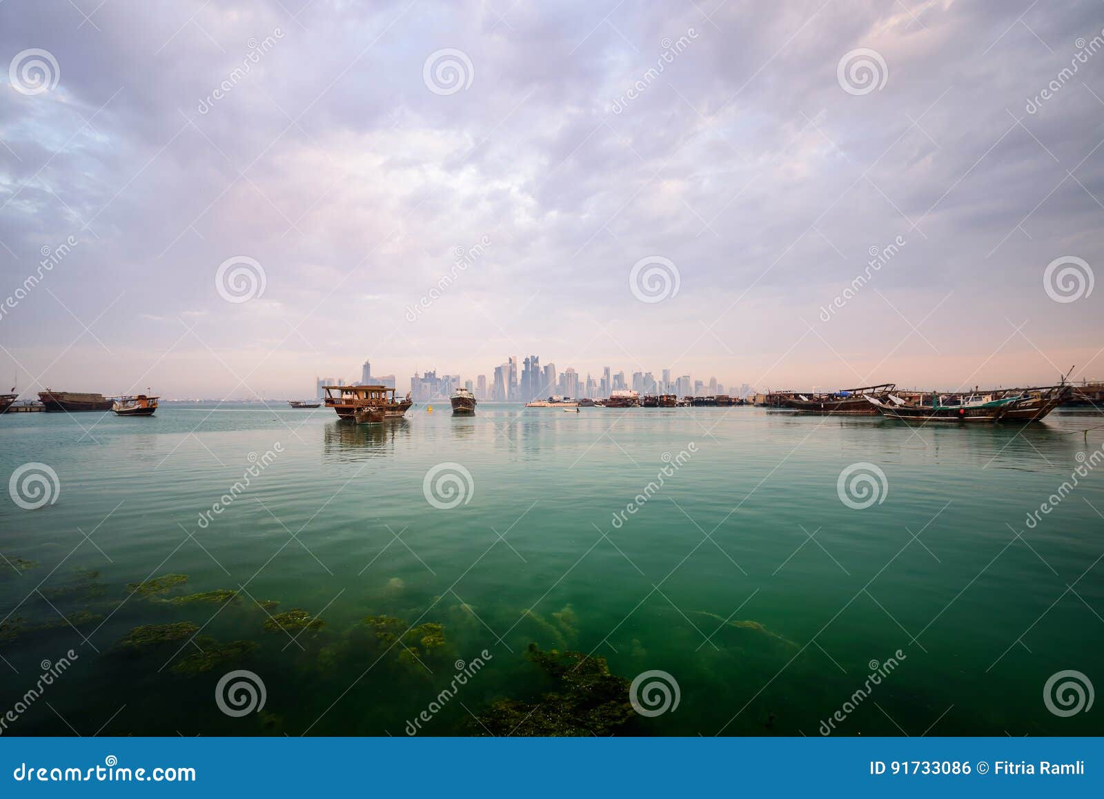 Doha morning view, Qatar stock photo. Image of early - 91733086