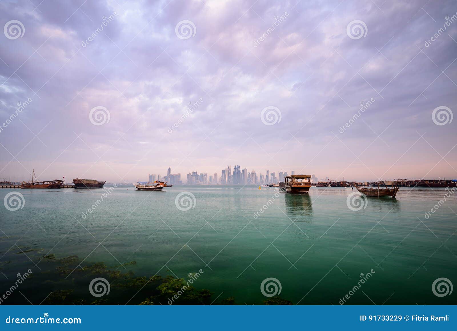 Doha morning view, Qatar stock image. Image of skyscraper - 91733229
