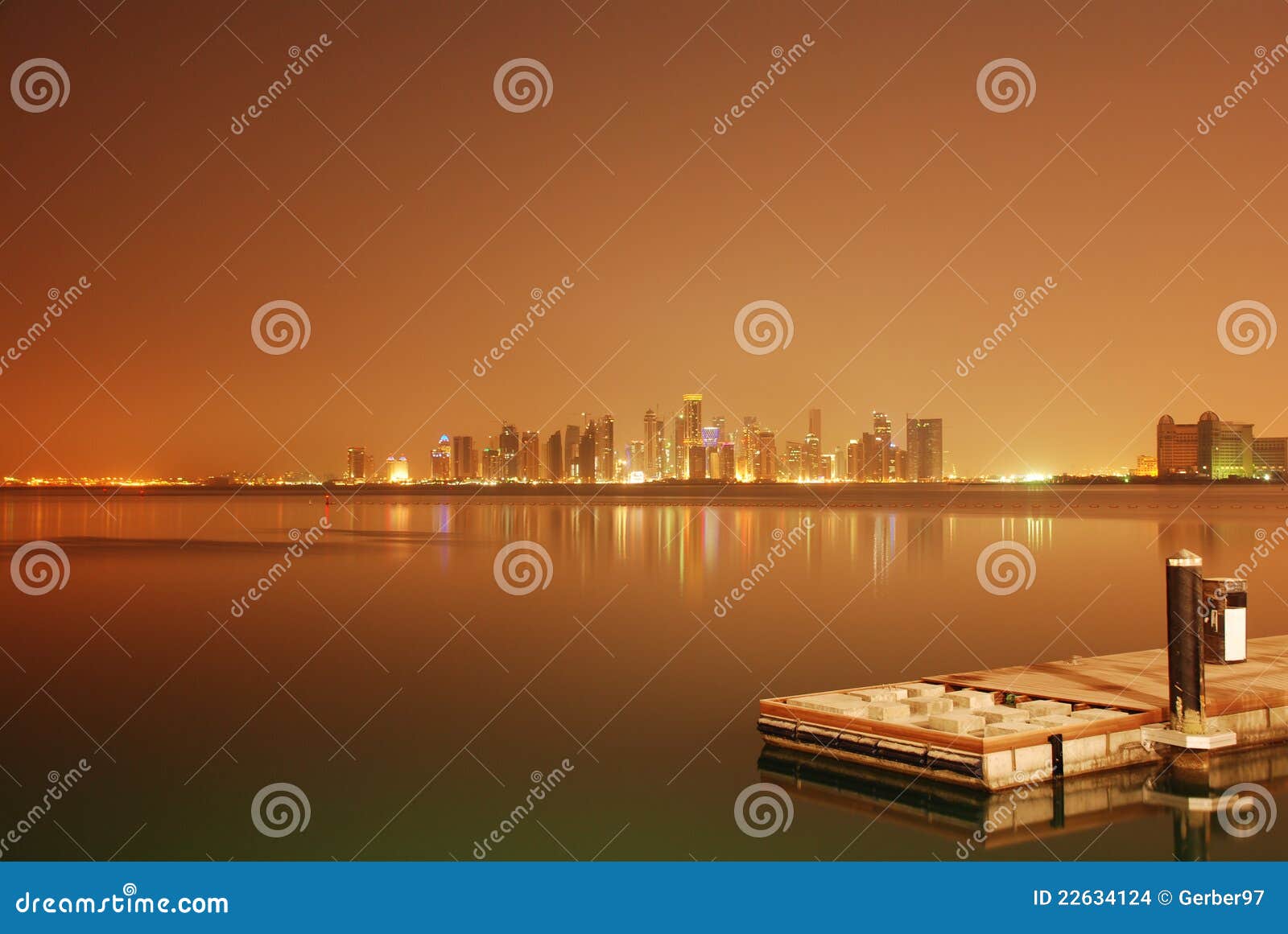 Doha at night stock photo. Image of view, light, night - 22634124
