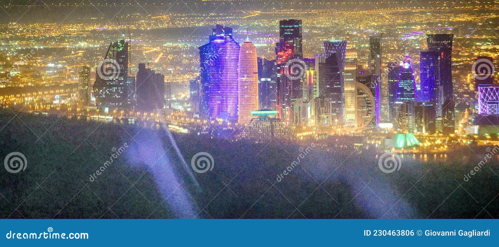 Doha Night View from the Air Stock Photo - Image of urban, city: 230463806