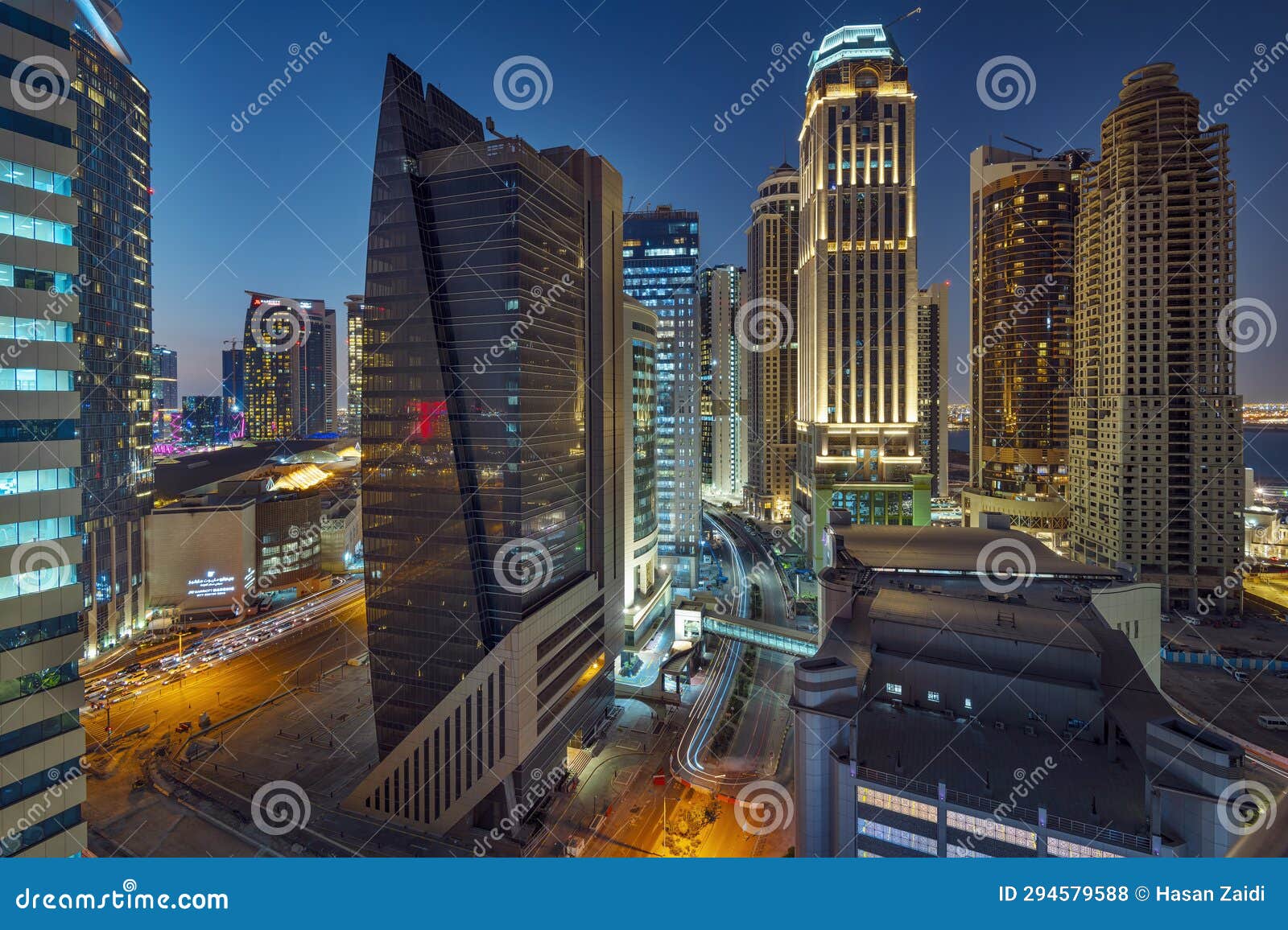High Rise Office Buildings on the Corniche in Doha Editorial Stock ...