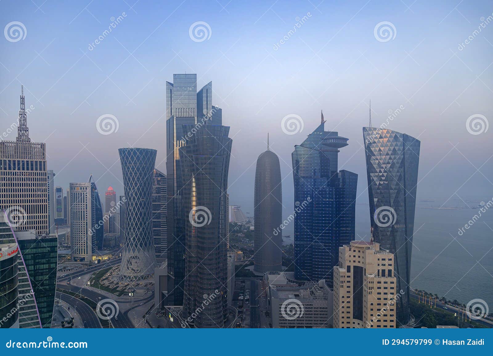 High Rise Office Buildings on the Corniche in Doha Editorial Stock ...
