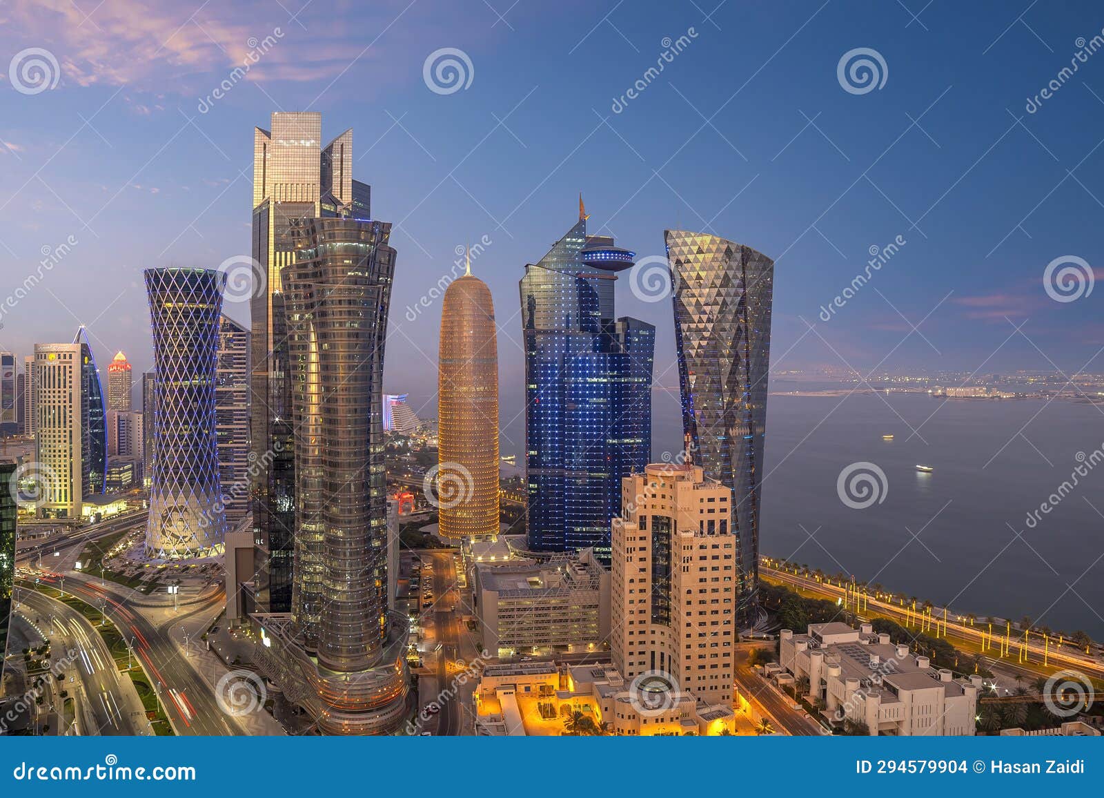 High Rise Office Buildings on the Corniche in Doha Editorial Stock ...