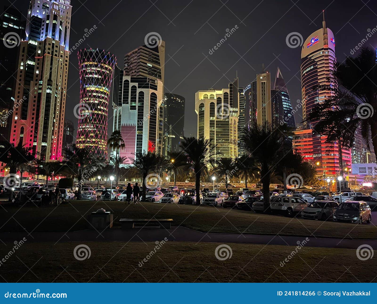 Doha Qatar night view editorial photo. Image of light - 241814266