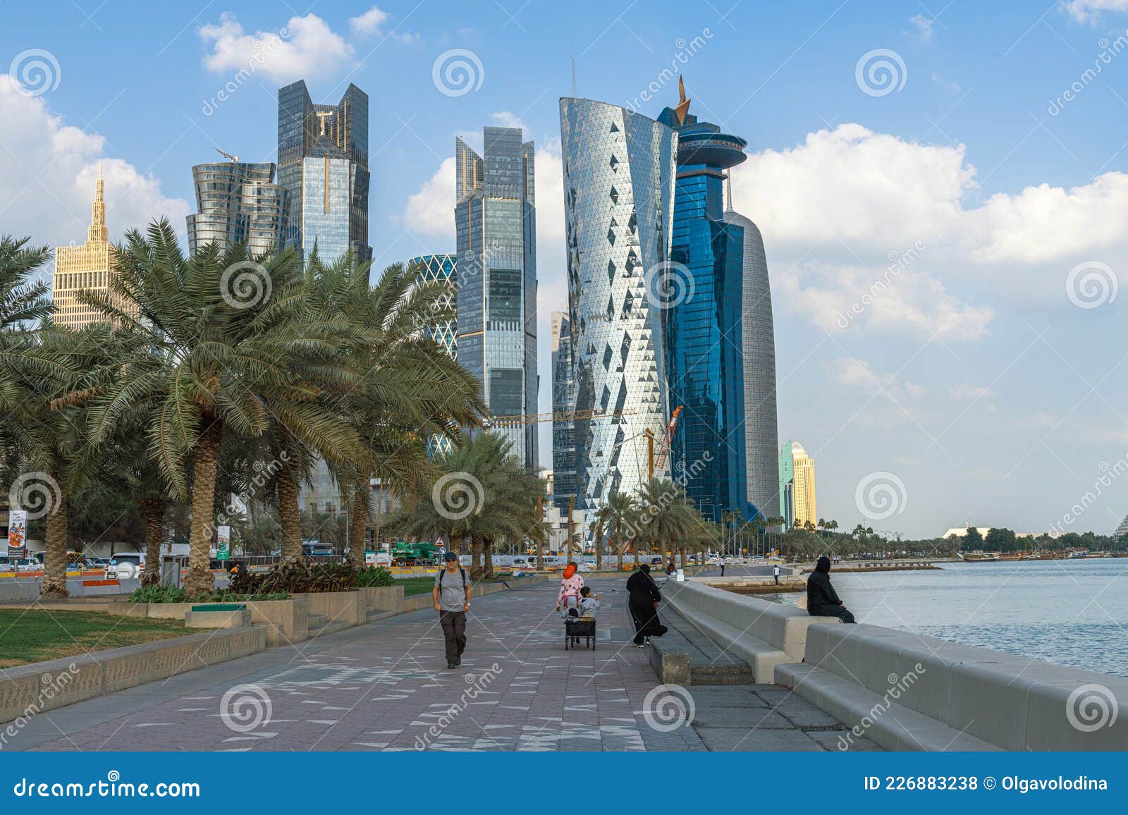 Doha, Qatar - Nov 21. 2019. Skyscrapers of West Bay Doha from Corniche ...