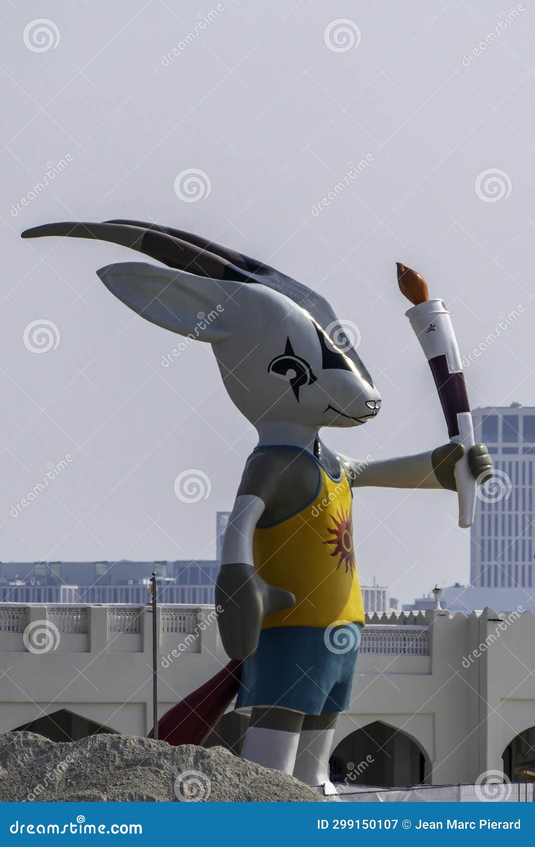 Qatar, Doha, Asian Games 2006, Mascot Orry, the Oryx on the Cornice ...