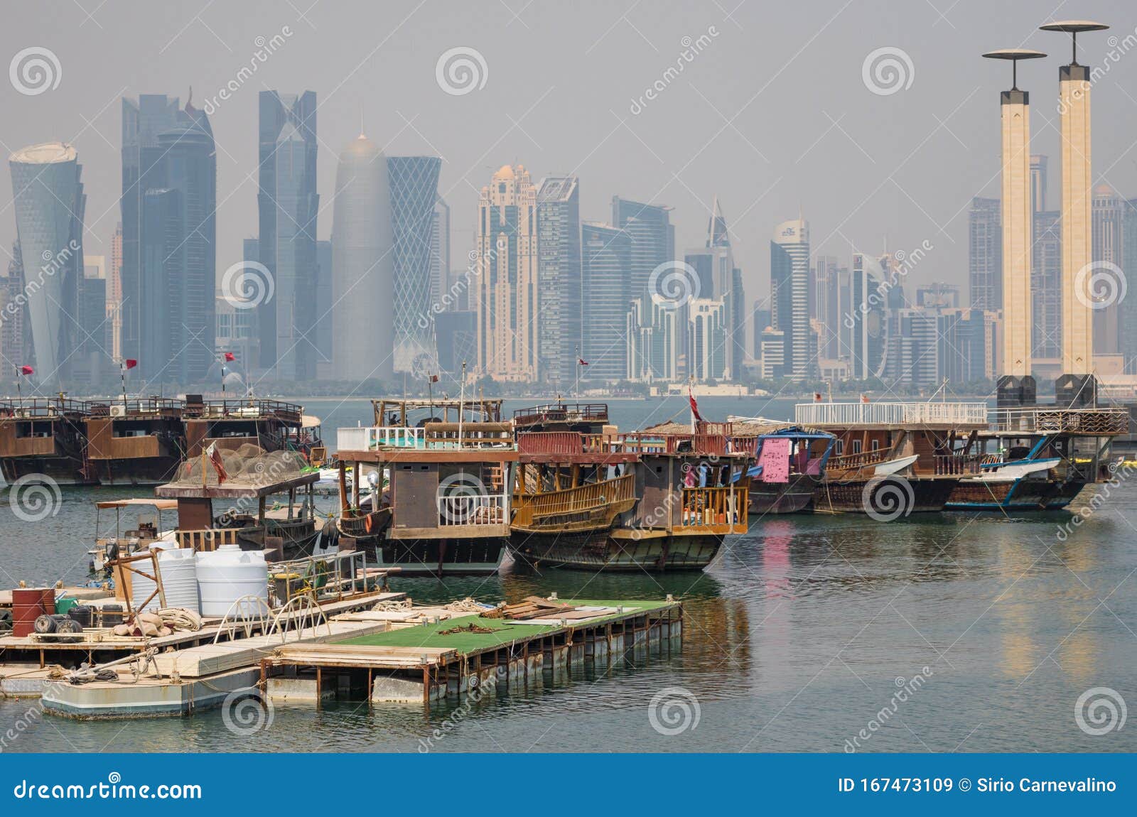 The Dhow Harbout, Doha. Qatar Stock Image - Image of monarchy, corniche ...