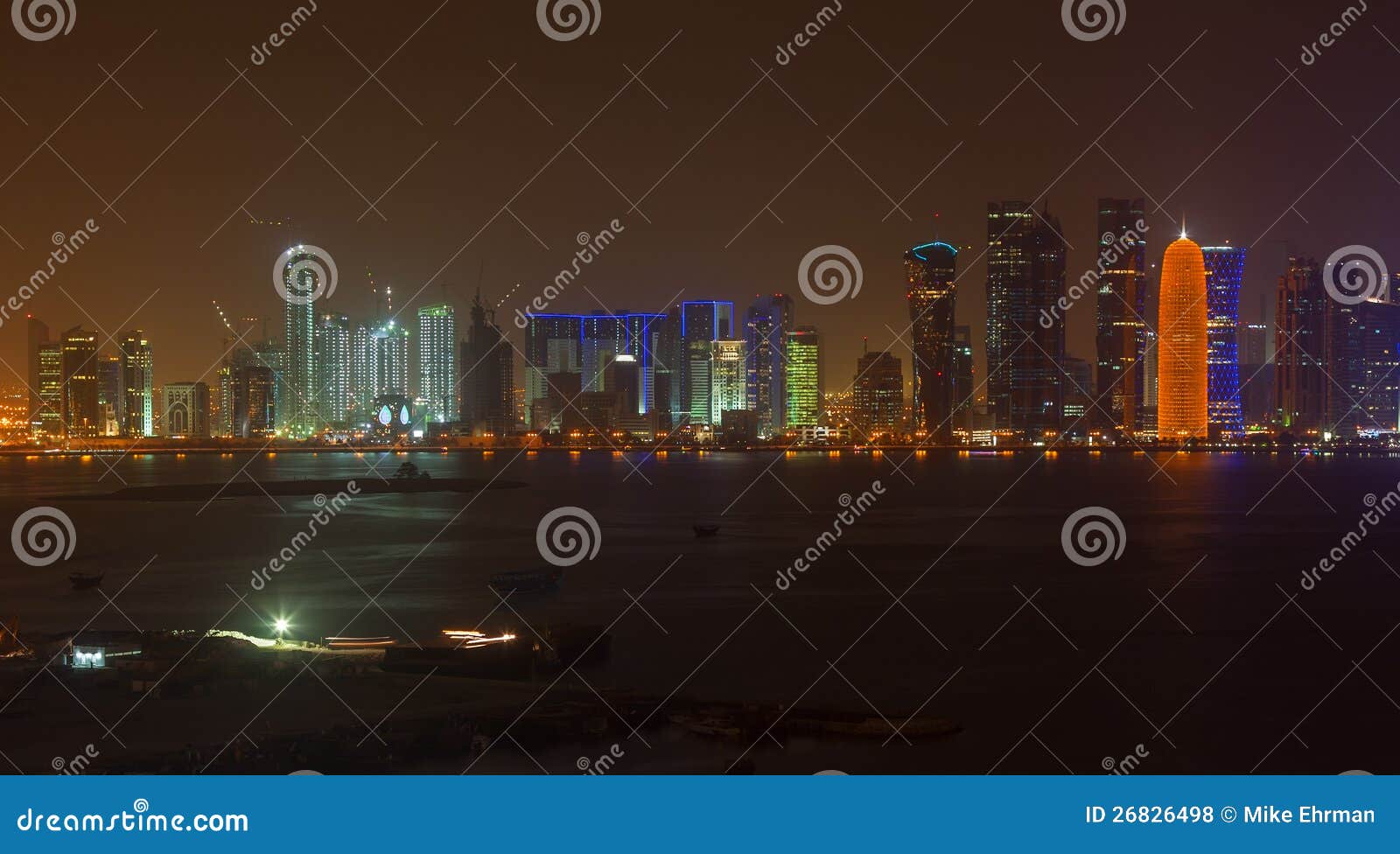 Doha quatar stock photo. Image of horizon, light, skyscrapers - 26826498