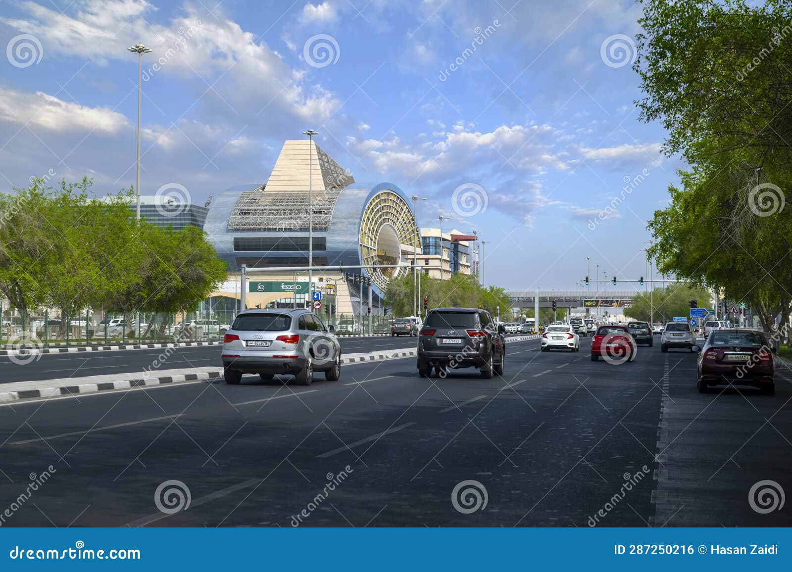 Doha Road and Traffic Signs on Road. Selective Focus Editorial Photo ...