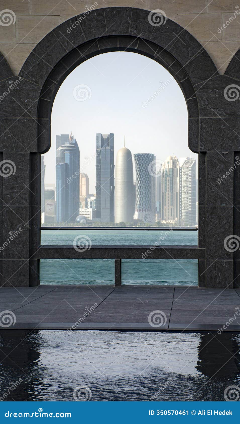 Doha S Skyline in Frame, Qatar Stock Image - Image of black, door ...