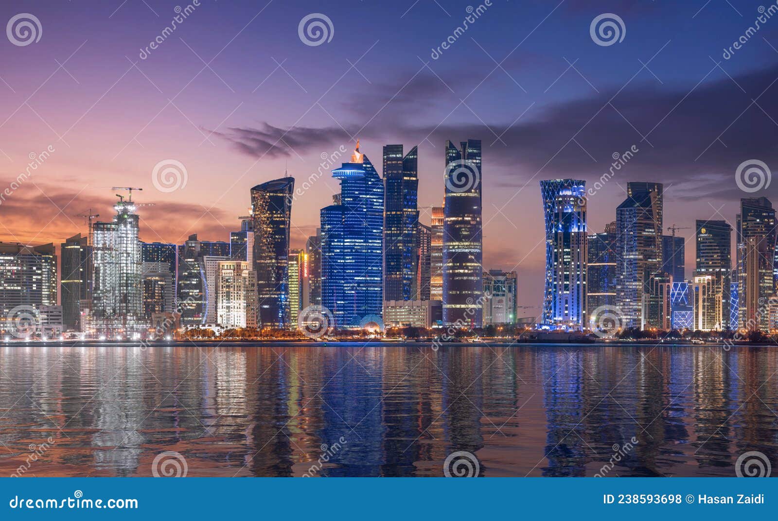 Doha Sky Line Qatar editorial stock photo. Image of buildings - 238593698