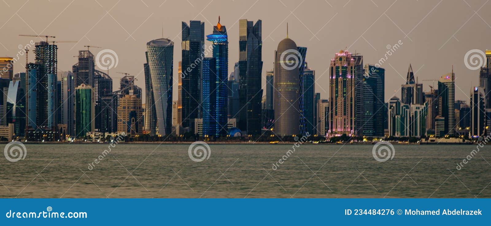 Doha Skyline from Corniche Daylight Panoramic View Editorial Photo ...