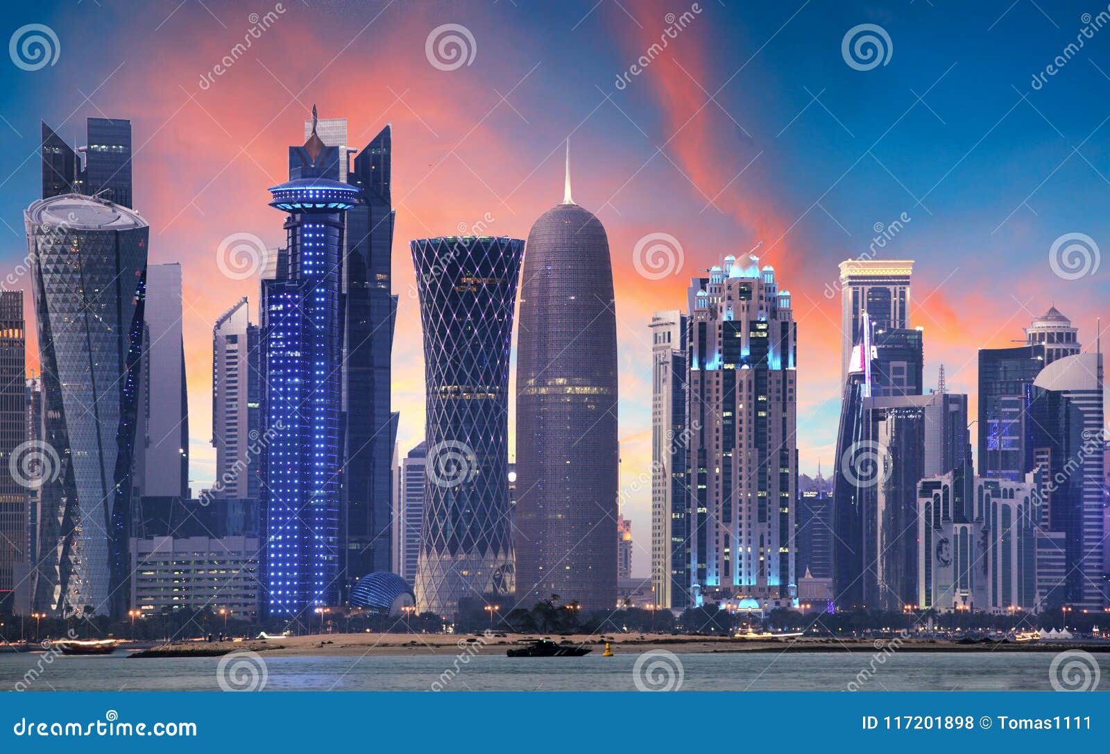 Doha skyline, Qatar stock photo. Image of muslim, arabia - 117201898