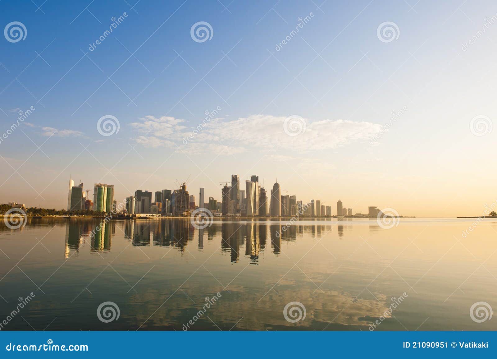 Doha Skyline wide angle stock image. Image of arabia - 21090951