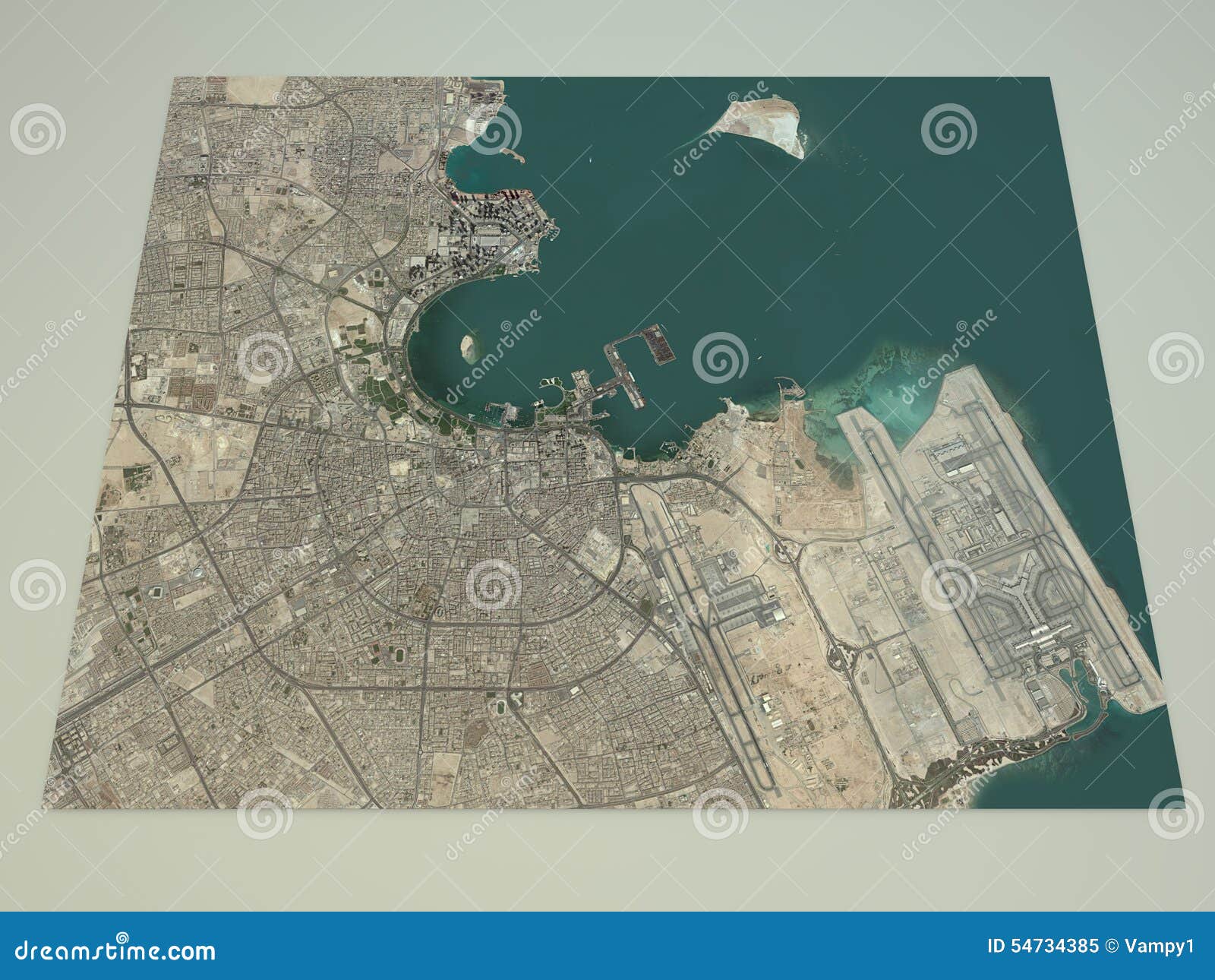 Doha Streets and Buildings 3d Map, Qatar Stock Illustration ...