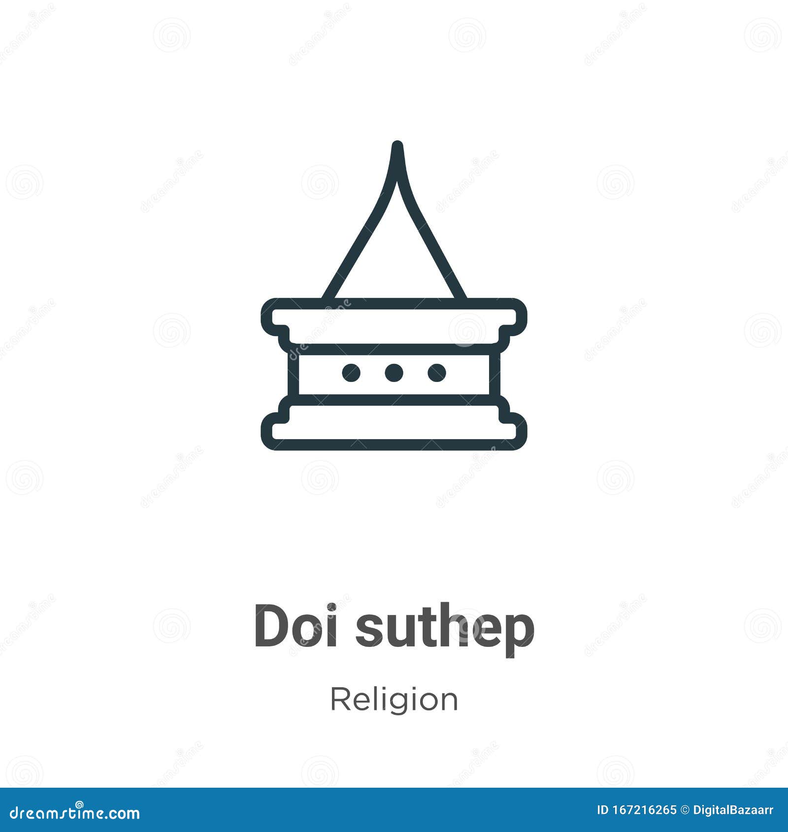 Doi Suthep Outline Vector Icon. Thin Line Black Doi Suthep Icon, Flat ...