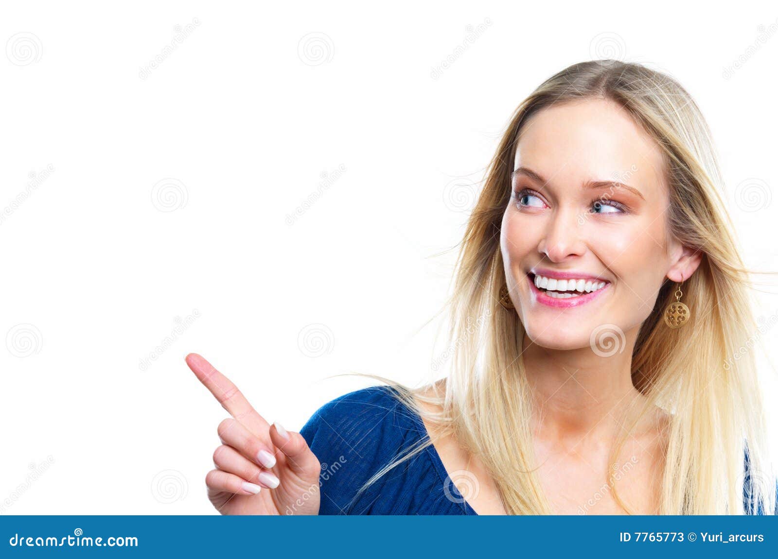 Doigt Blanc Sa Dame Dirigeant L'espace Vers Image stock - Image du ...