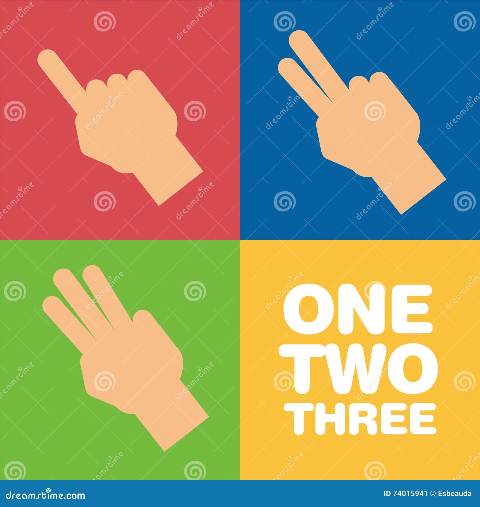 Doigts Montrant Un, Deux Et Trois Illustration de Vecteur ...