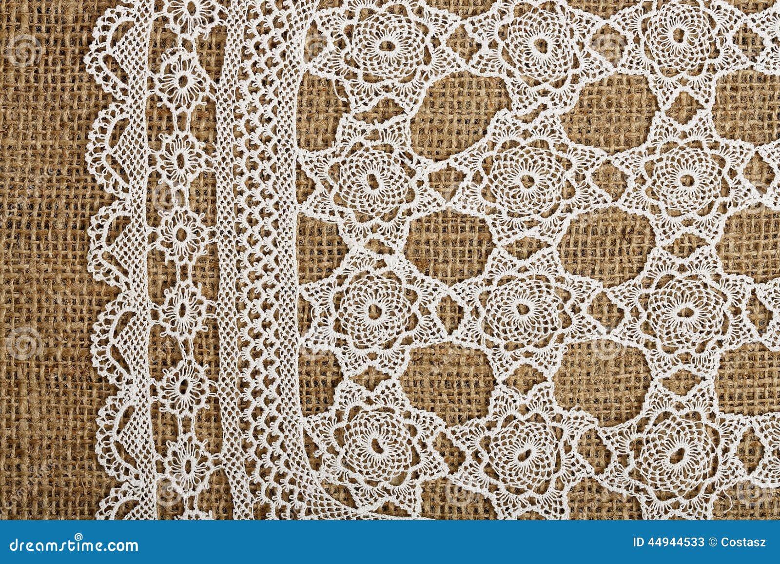 Doily on burlap stock image. Image of creativity, crochet - 44944533