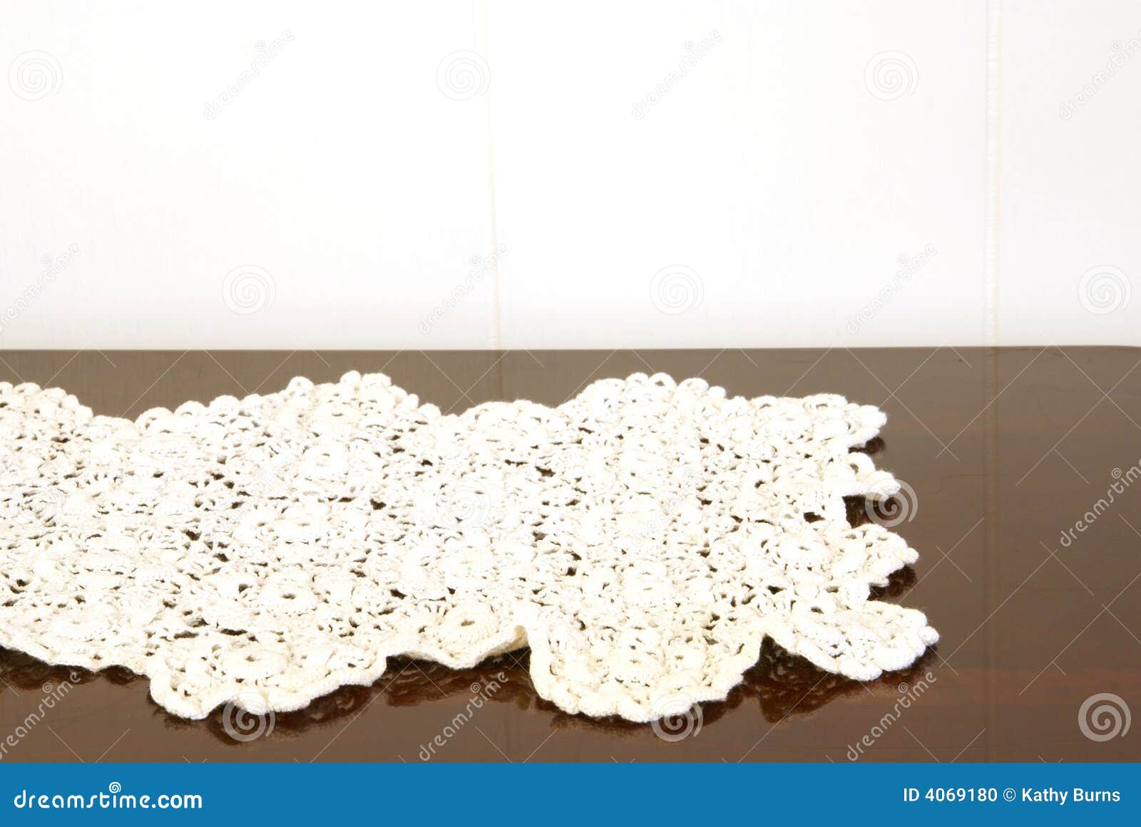Doily on Table stock photo. Image of vintage, knit, wood - 4069180