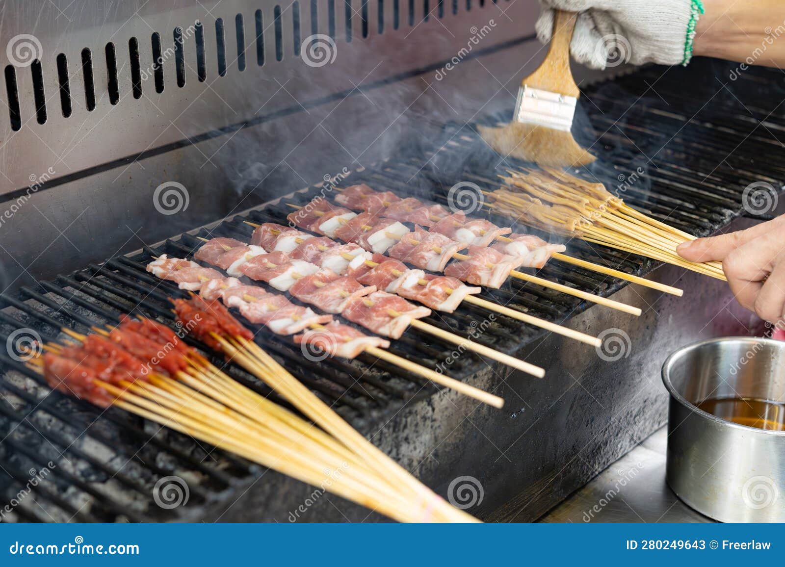 Doing Barbecue on Coal Stove Stock Image - Image of preparing, coal ...