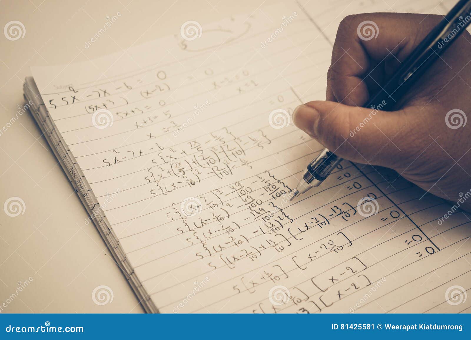 Doing Difficult Math Homework Stock Image - Image of education, exam ...