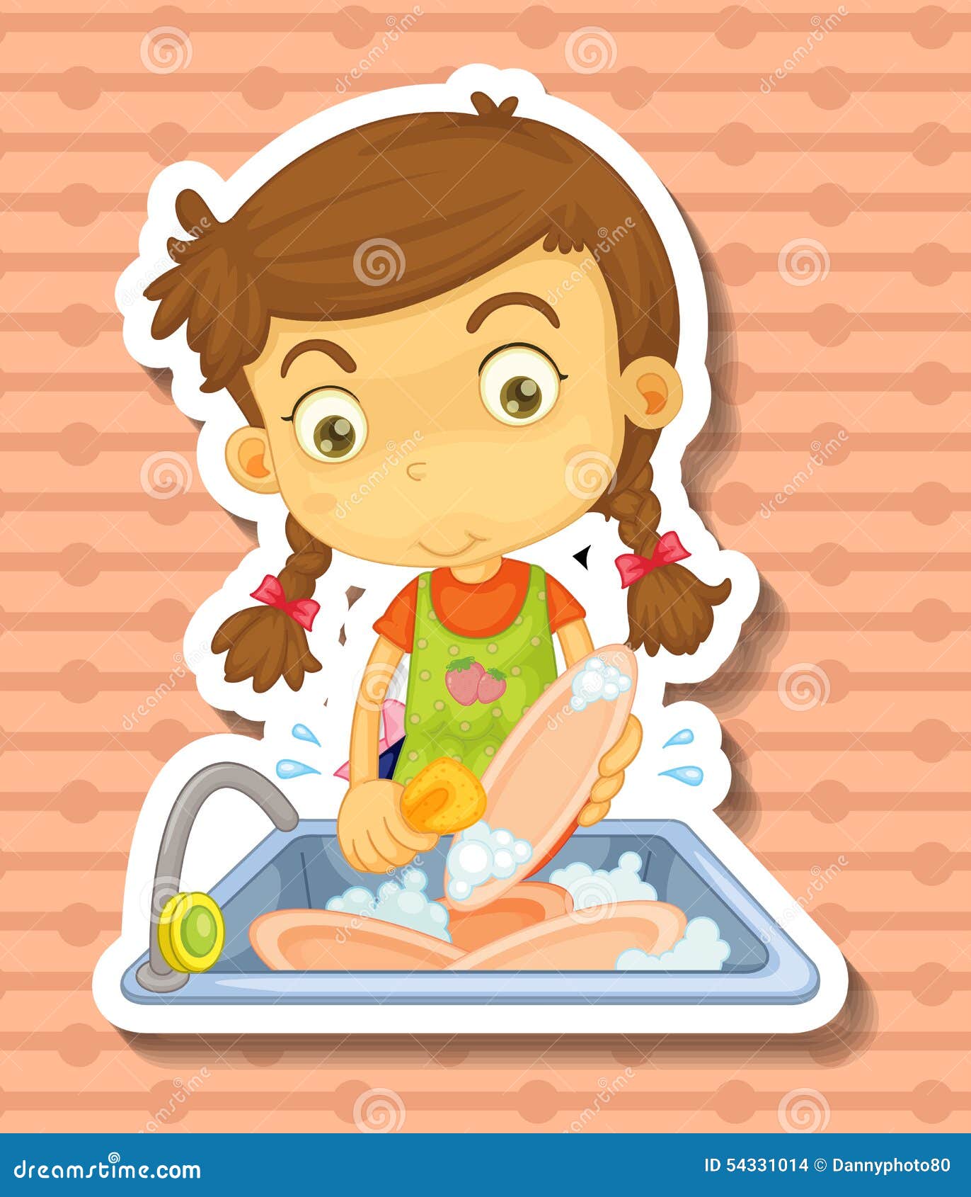 Doing dishes stock vector. Illustration of background - 54331014