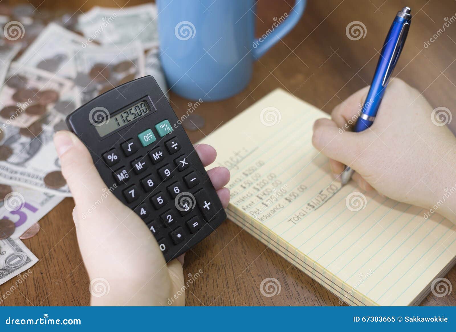 Doing Finances at Home with Calculator Stock Image - Image of ...