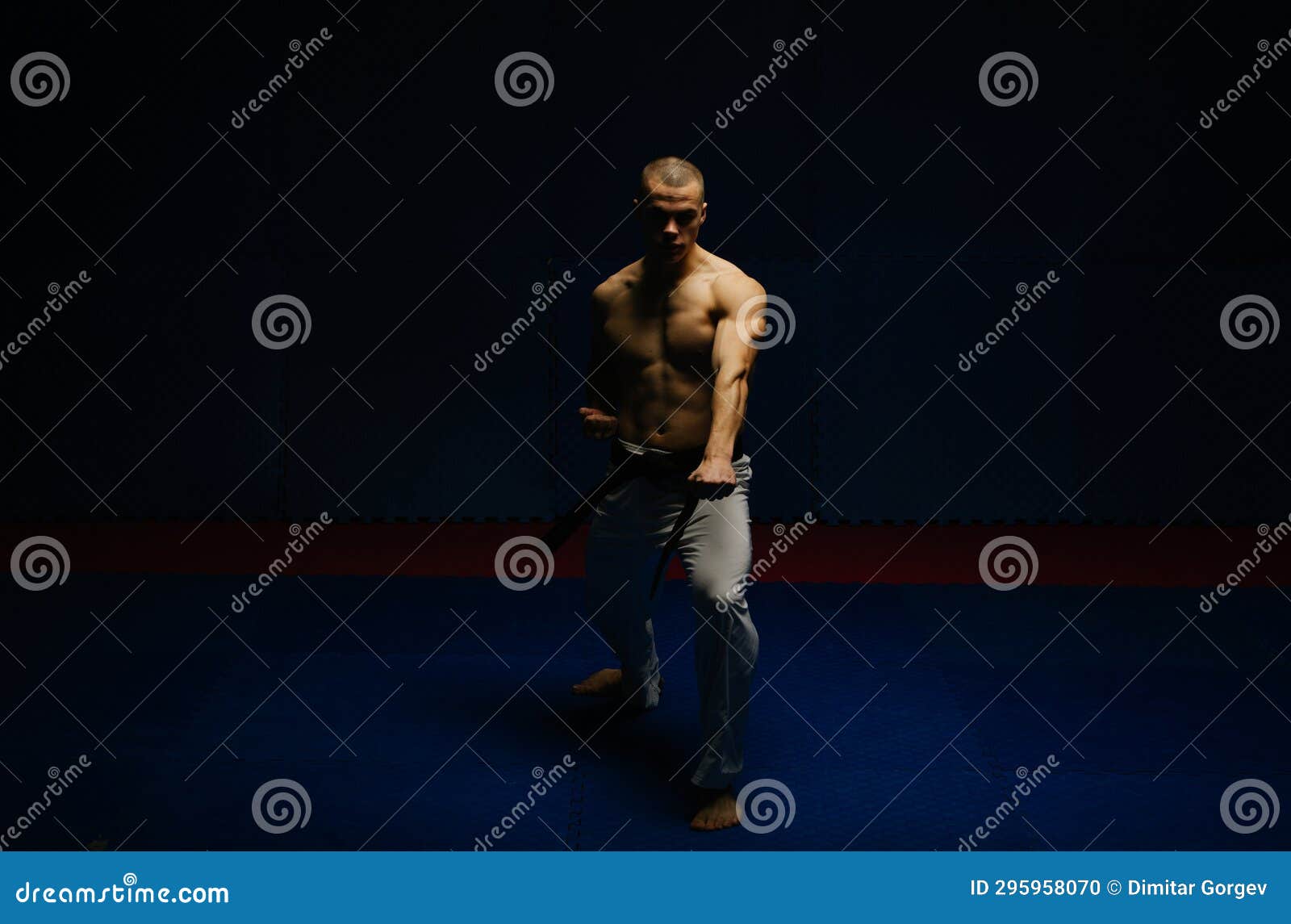 Doing the Gedan Barai stock photo. Image of kimono, health - 295958070