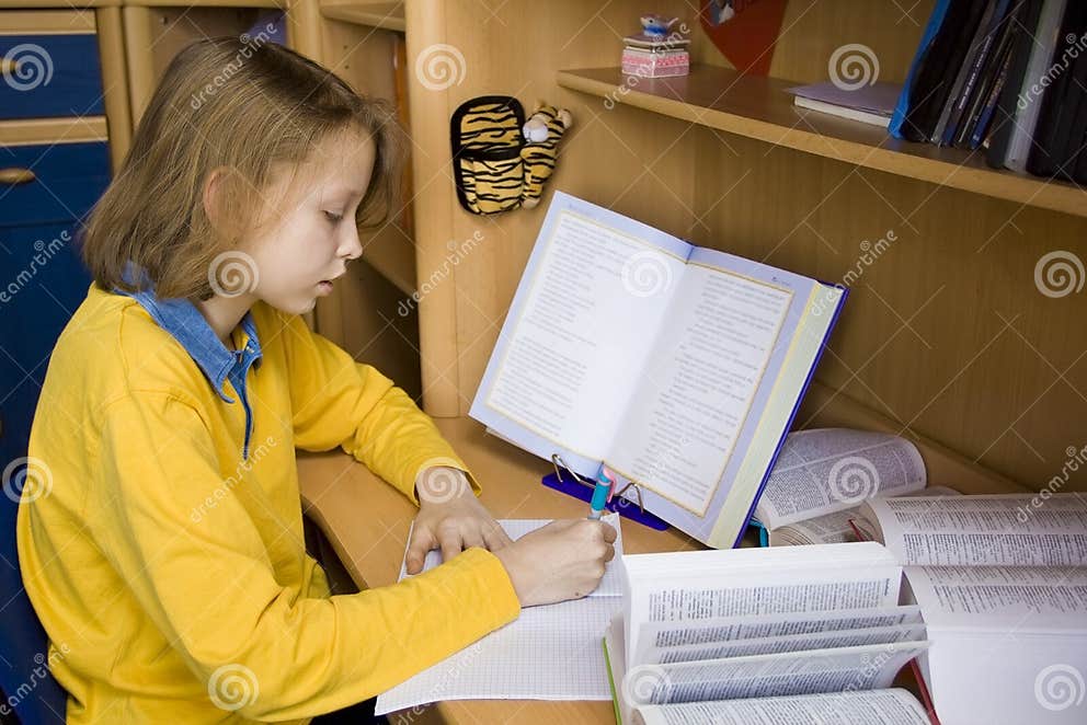 Doing homework stock photo. Image of educate, read, childhood - 4591674
