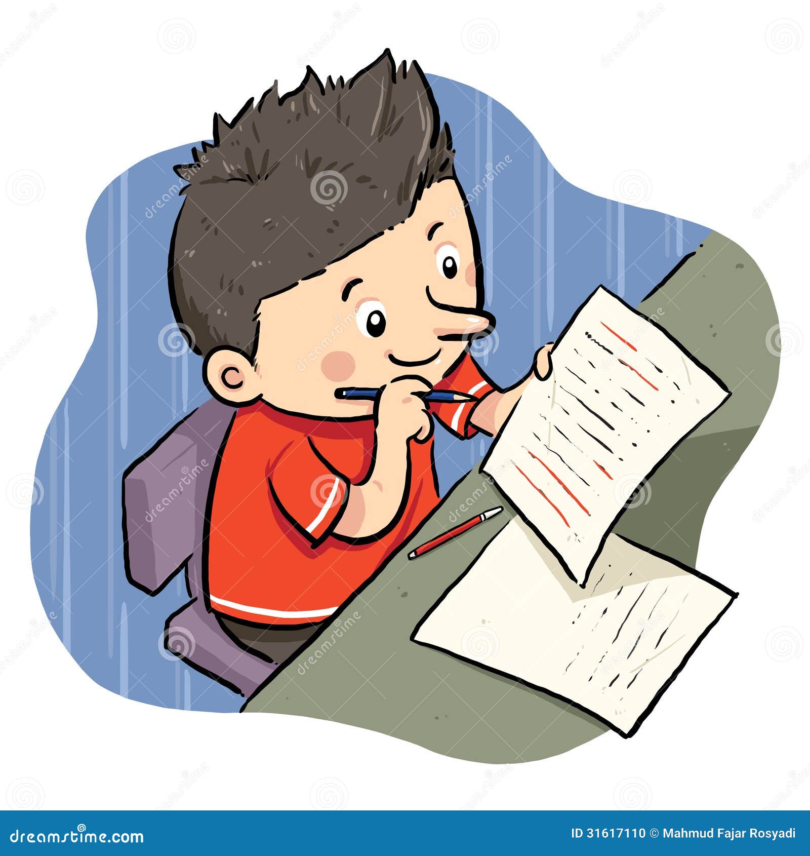 Doing Homework stock vector. Illustration of assignment - 31617110