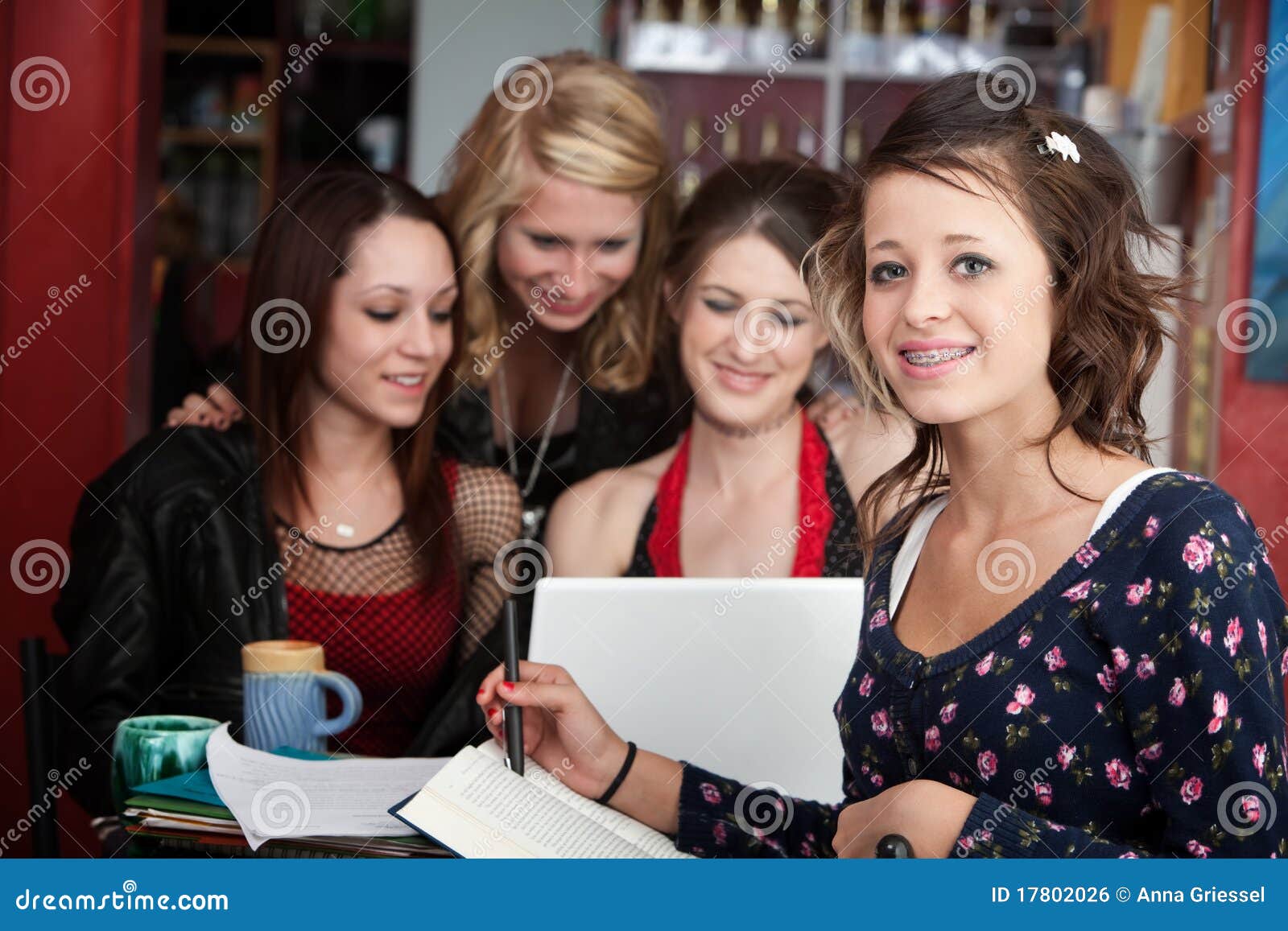 Doing Homework with Friends Stock Photo - Image of blond, fashion: 17802026