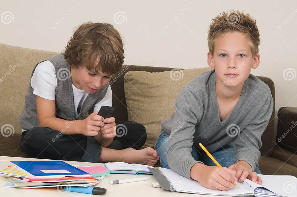 Doing Homework while Gaming Stock Image - Image of computergame ...