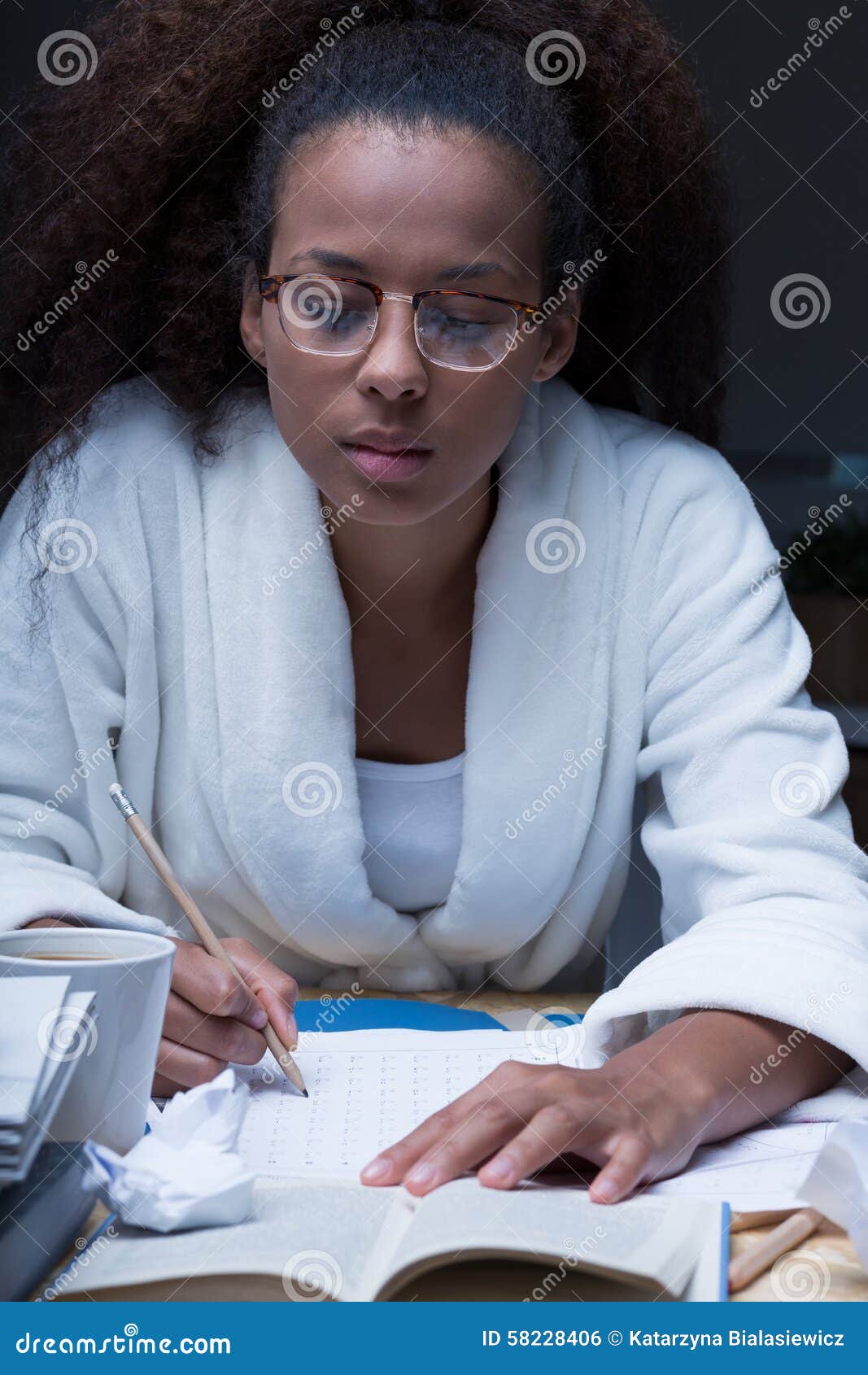 Doing homework at night stock photo. Image of lesson - 58228406