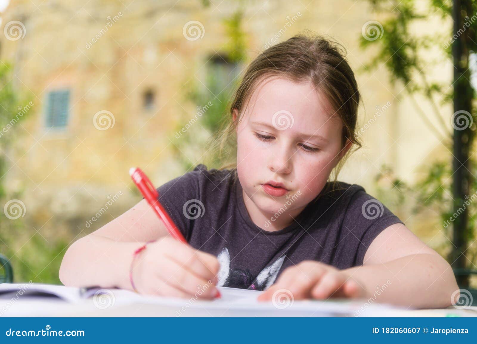 Doing Homework in the Quarantine of the Garden in Front of the House in ...