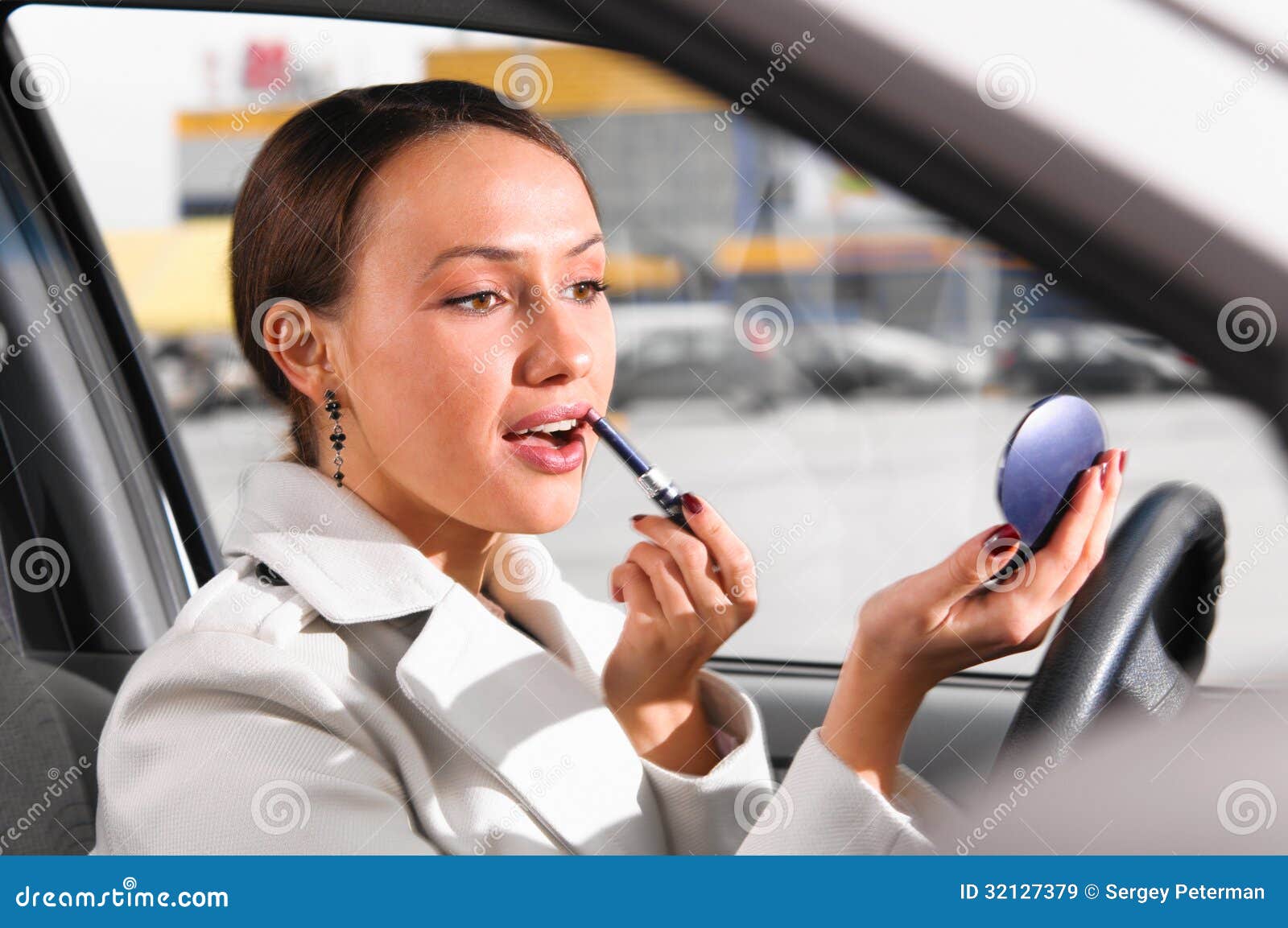 Doing makeup on the run stock image. Image of modern - 32127379